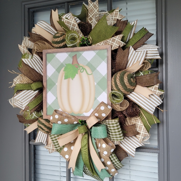 Hand Crafted | Holiday | Fall Wreath Autumn Harvest Wreath Fall Foor ...